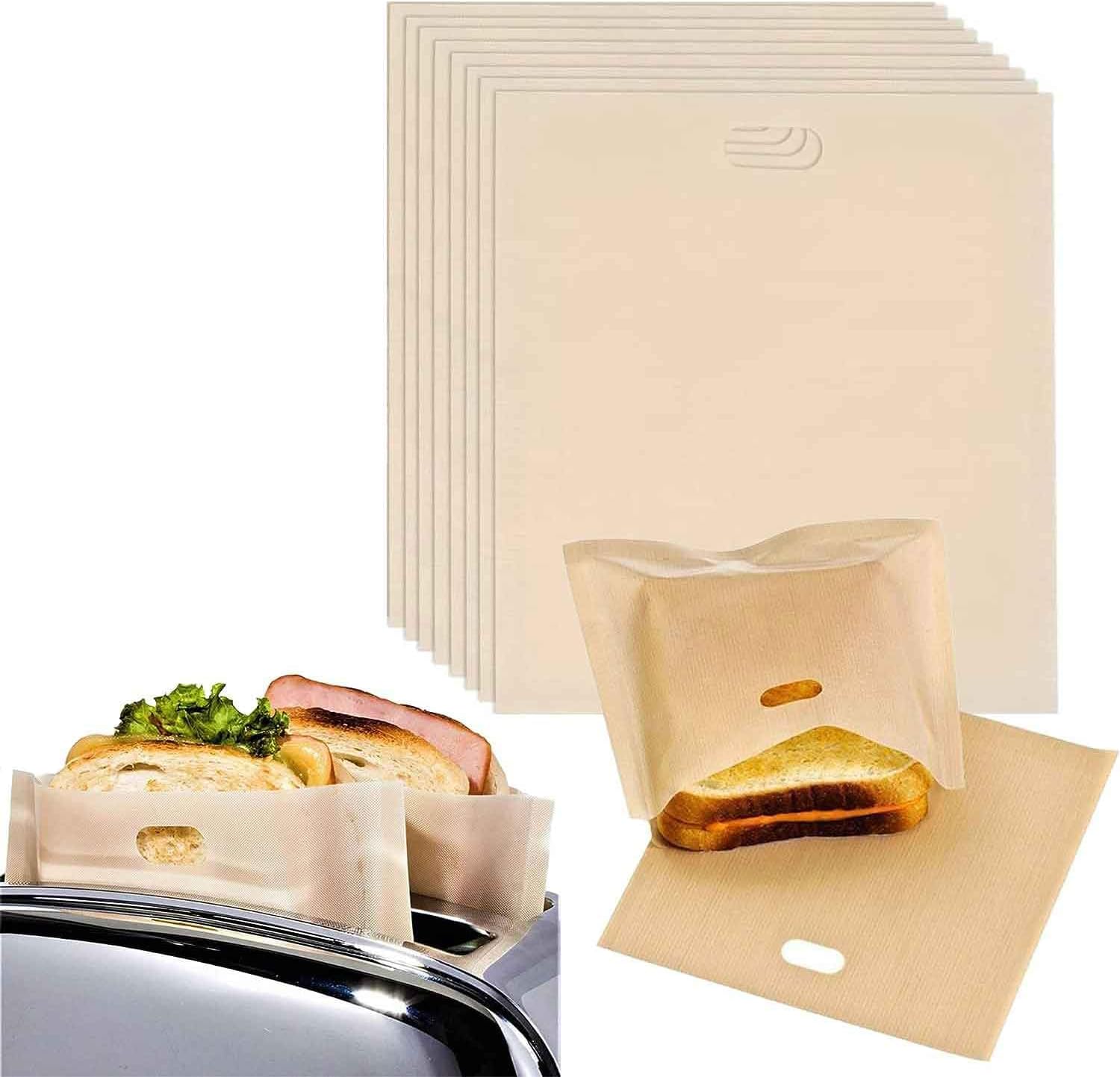 5 Pack Reusable Toaster Bags - Non-Stick Sandwich Toaster Bags Toastie ...