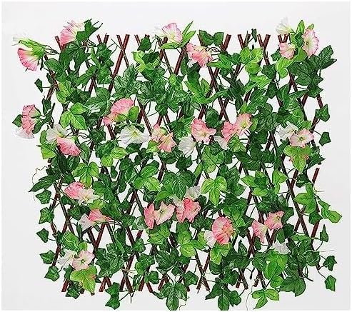 Artificial Leaf Garden Fence, Expanding Trellis with Leaves and Flowers ...