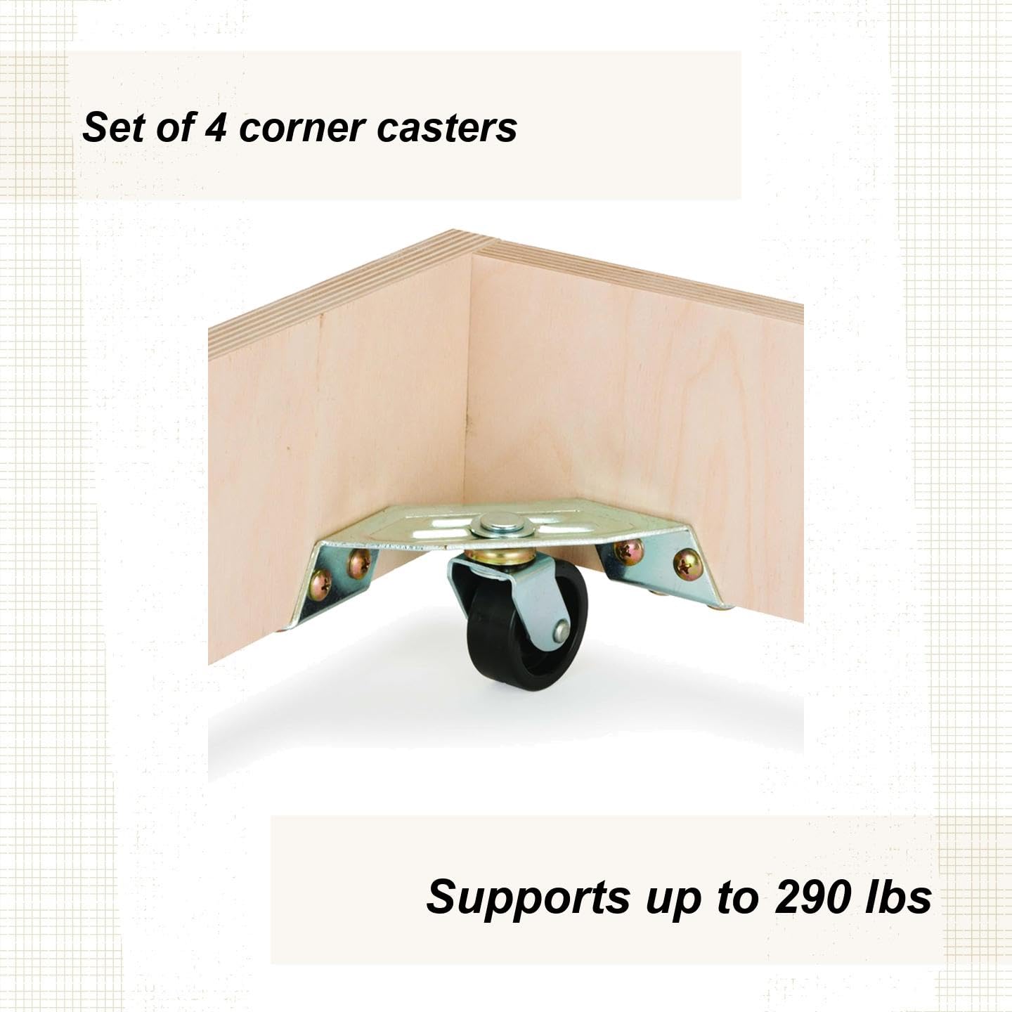 Snapklik.com : Woodriver Corner Caster Set Of 4 Holds 290 Lbs