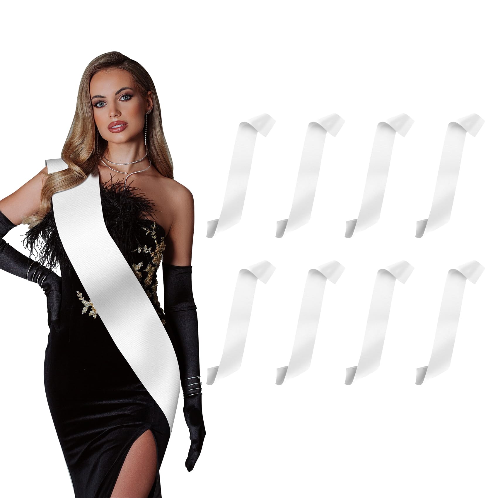 Amazon.com: White Sash 8pcs Blank Sash Party Favors Graduation Sash ...