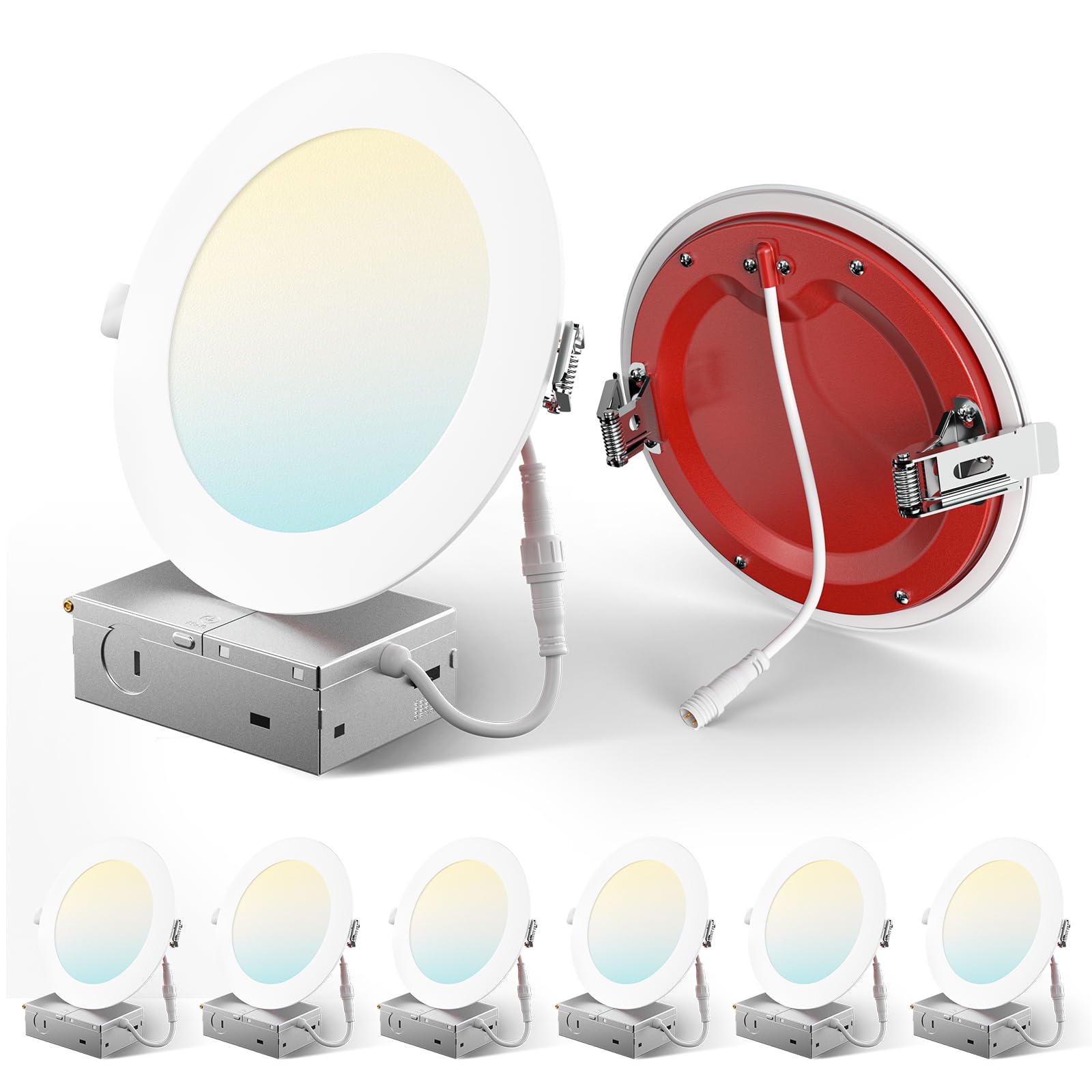 Amico 6 Pack 6 Inch Fire Rated LED Recessed Light with Junction Box, 2 ...