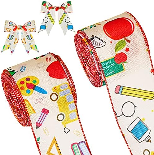 Amazon.com: Hying 2 Rolls Back to School Ribbons for Wreath Bows ...