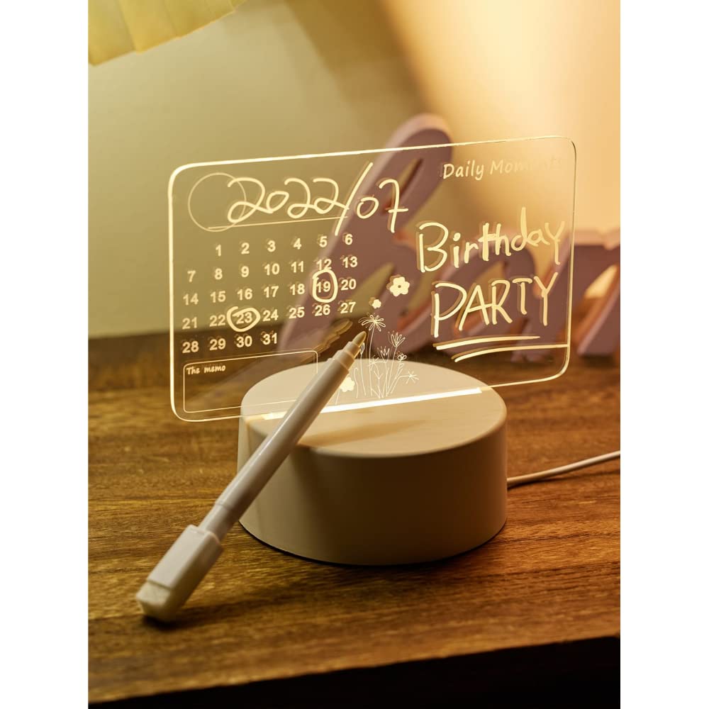SELEMI Premium 3D Acrylic Writing Board with Pen & Light, LED Message ...