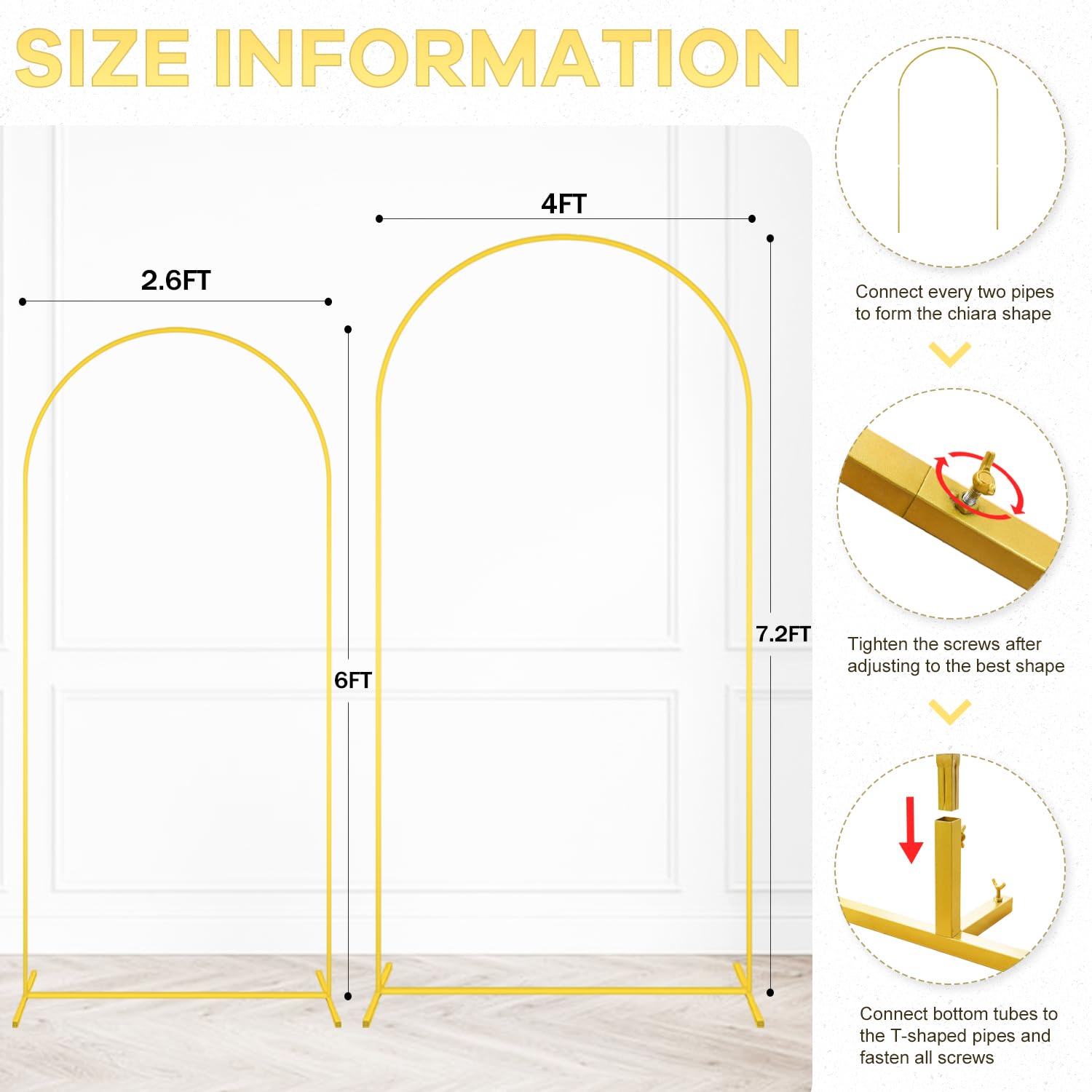 Snapklik.com : Metal Arch Backdrop Stand Set Of 2 Gold Wedding Arch ...