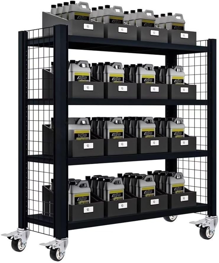 Amazon｜Jiza 業務用スチールラック 倉庫収納ラック メタルラック キャスター付き 棚 4段 耐荷重500kg 組立簡単 高さ調節可能 物品棚 陳列棚 整理棚 収納棚 幅100cm× ...