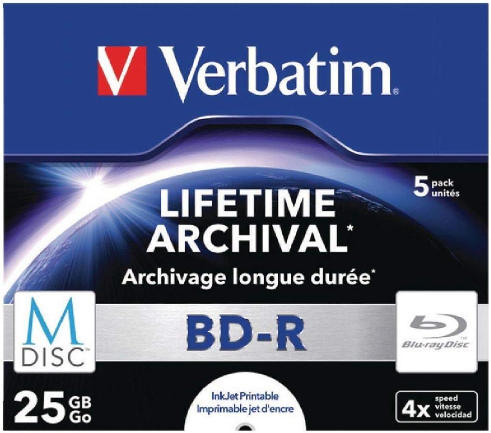 98913 Verbatim M-Disc BDXL 100GB 4X with Branded Surface – 5pk Jewel ...