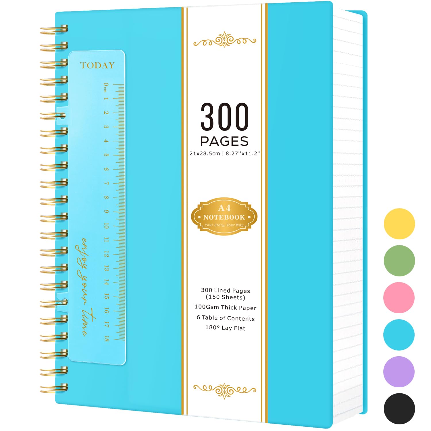 NIRMIRO A4 Lined Notebook Notepad, Spiral Notebooks Wirebound Note ...