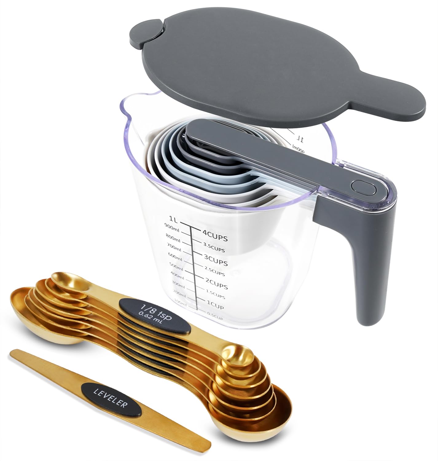 Amazon.com: Recogwood 18 Pieces Measuring Cups and Spoons set, Includes ...