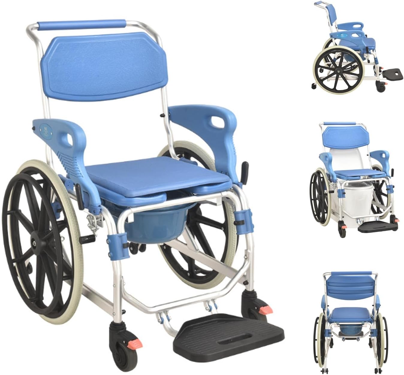 3-In-1 Commode Wheelchair With Pedal & Lockable Casters - Detachable ...