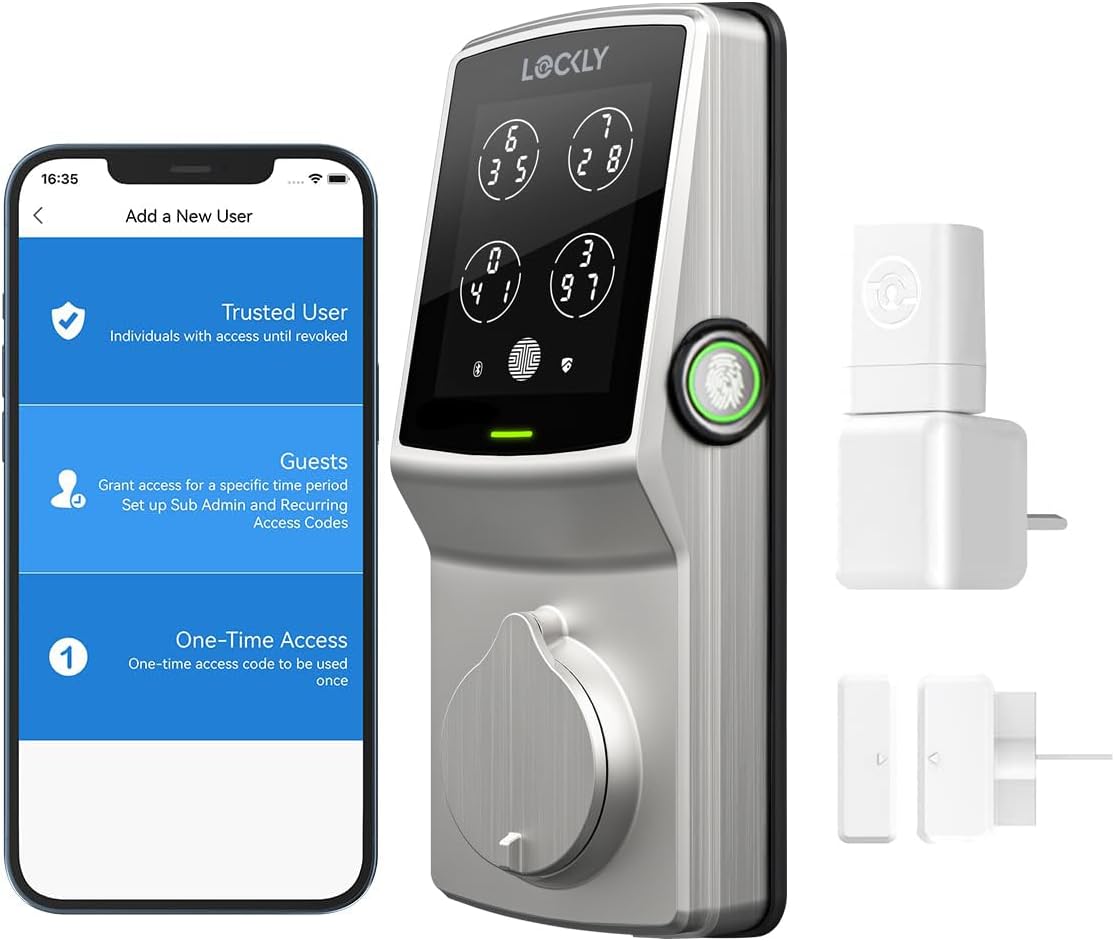 Lockly Secure Pro Deadbolt, Wi-Fi Smart Lock, Keyless Entry Door Lock ...