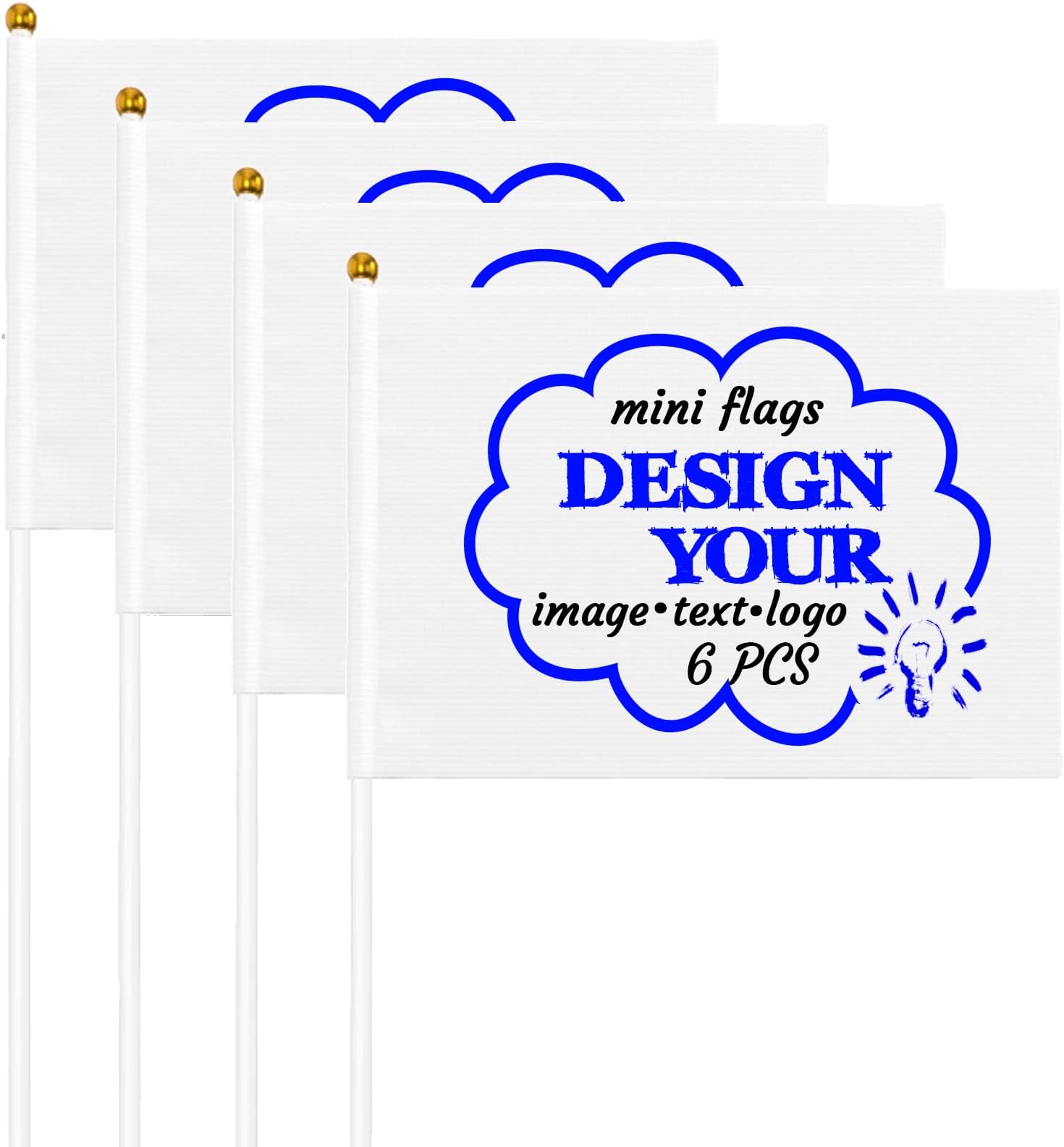 Amazon.com: 6-100 Pack Custom Double Sides Mini Flags Personalized ...