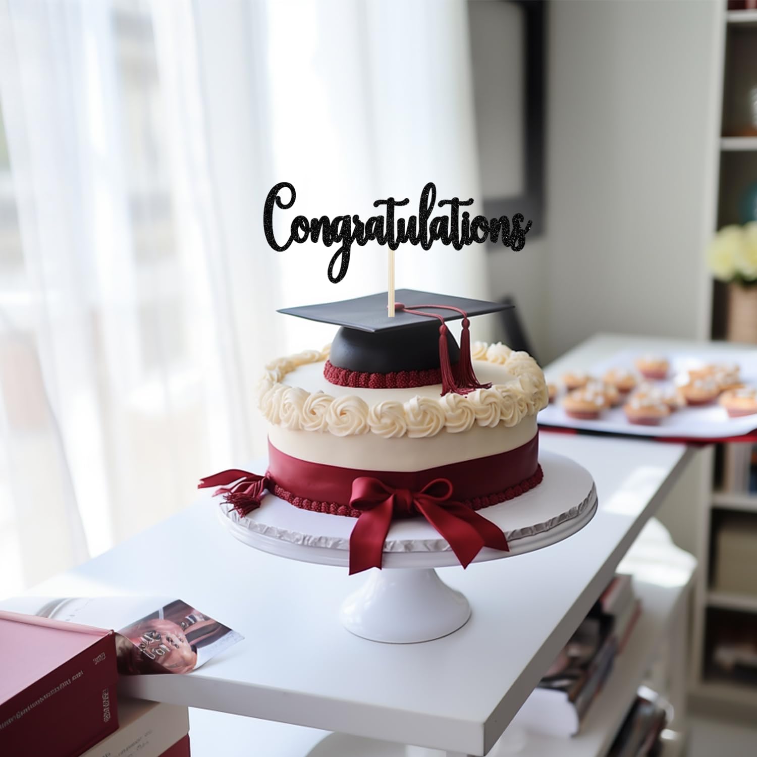 Snapklik.com : Black Glitter Congratulations Cake Topper - Congrats ...