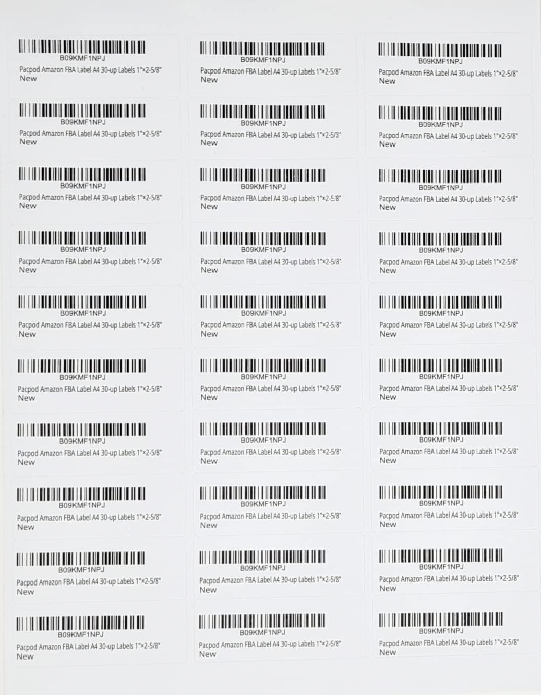 Amazon.com : Pacpod Amazon FBA Label 100 A4 Sheets 30-up Labels 1"×2-5/ ...