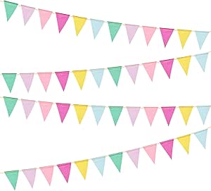 Amazon.com: 48Pcs Colorful Triangle Banners Pastel Rainbow Pennant ...