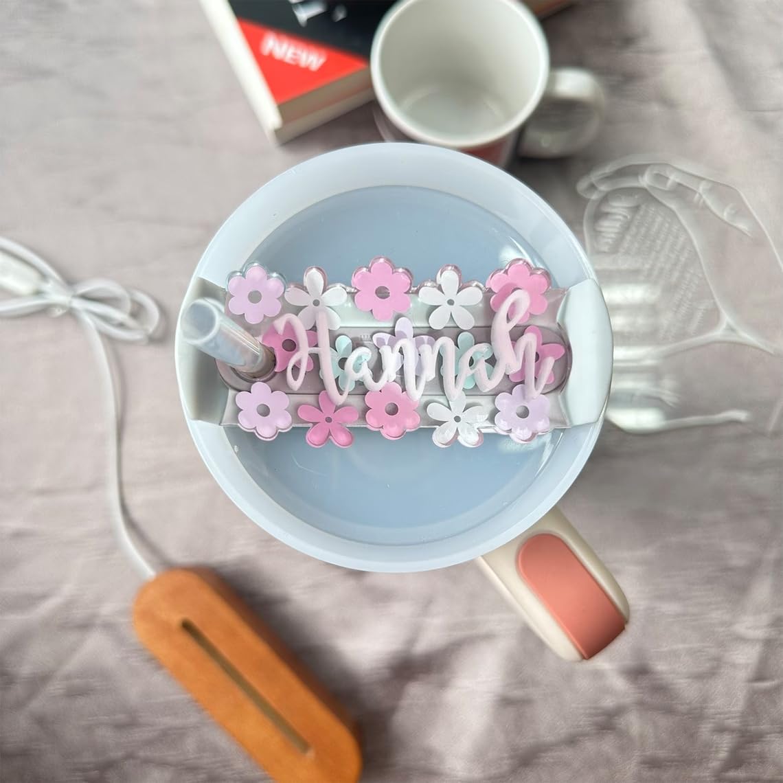 Amazon.com: Flower Tag, Personalized Tumble Name Tag, 30oz Tumbler ...