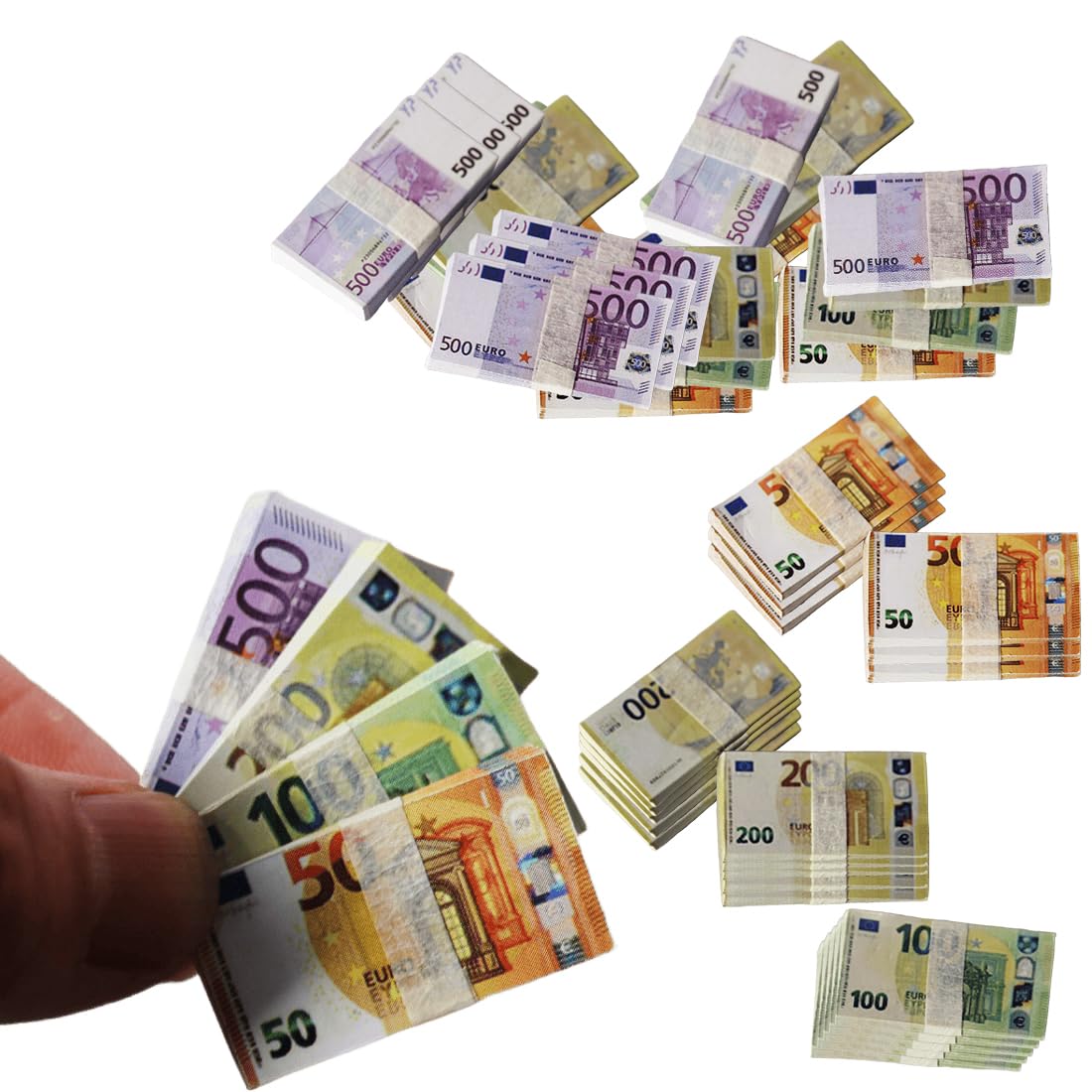 NJCXOLA 80 Pezzi Mini Banconote di Soldi Giocattolo, pistola a salve, soldi finti euro reali ...