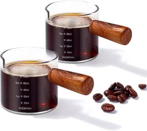 Amazon.com: 2 Pack Espresso Shot Glass, Espresso Cups with Wood Handle, 3.5 OZ Double Spouts ...