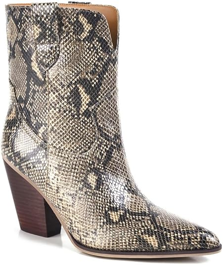 Amazon.com | LUXMUWA Snakeskin Ankle Boots for Women Pointed Toe Snake ...