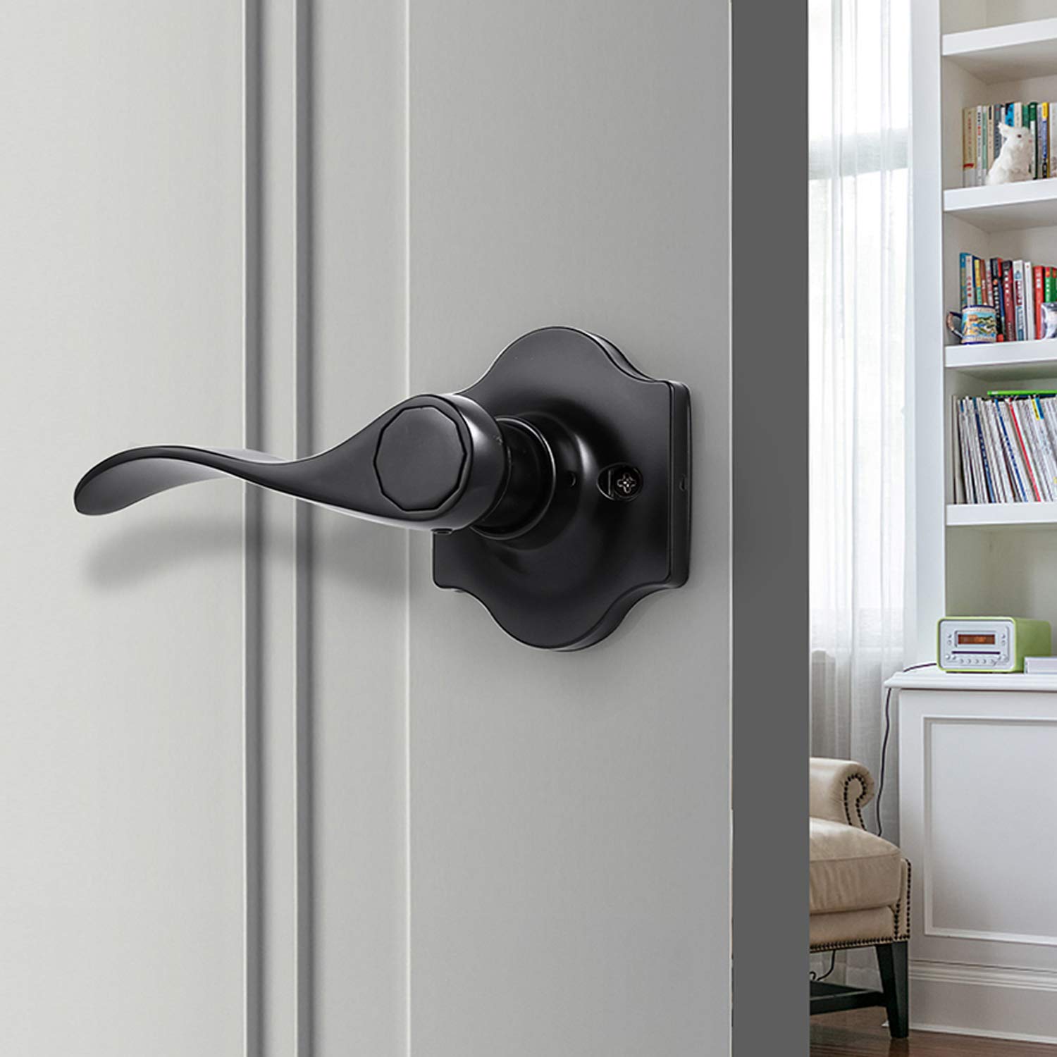 Snapklik.com : KNOBWELL 2 Pack Wave Style Matte Black Door Lever Door ...