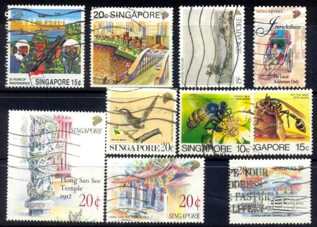 Buy Stampex Isc Singapore Stamps, 10 Different Large Stamps, All Large ...