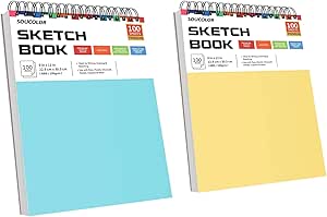 Amazon.com: Soucolor 9" x 12" Blue & Yellow Sketch Book, 2-Pack 200 Sheets Spiral Bound Art ...