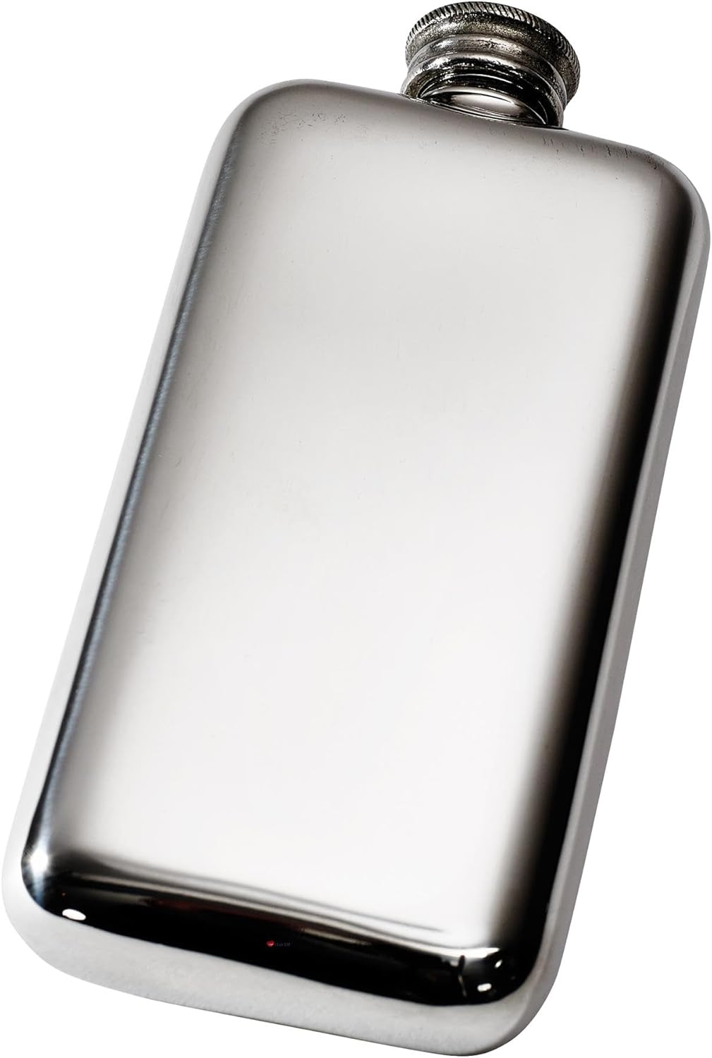 Pocket Hip Flask 3oz Pewter Smooth Rounded with Plain Bright Polished ...