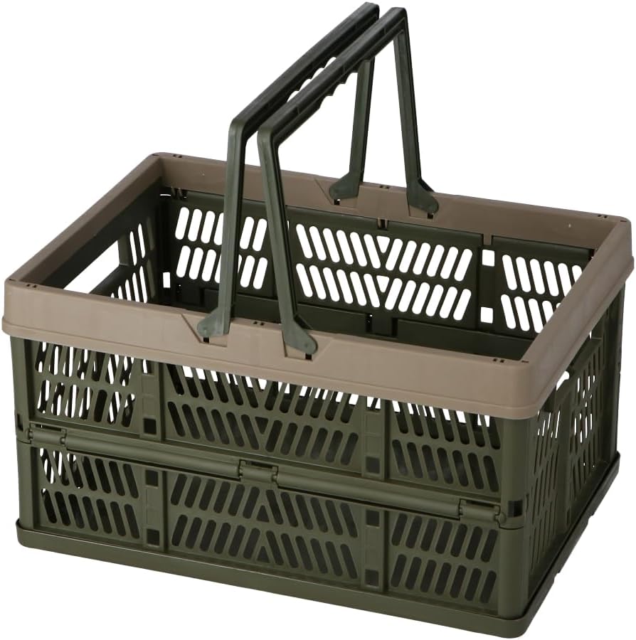 Amazon｜コーナン オリジナル LIFELEX 取っ手付き折りたたみコンテナ カーキ/ベージュ KO14-9240 使用時 (約) :幅312×奥行443×高さ254 (mm)｜収納ケース ...