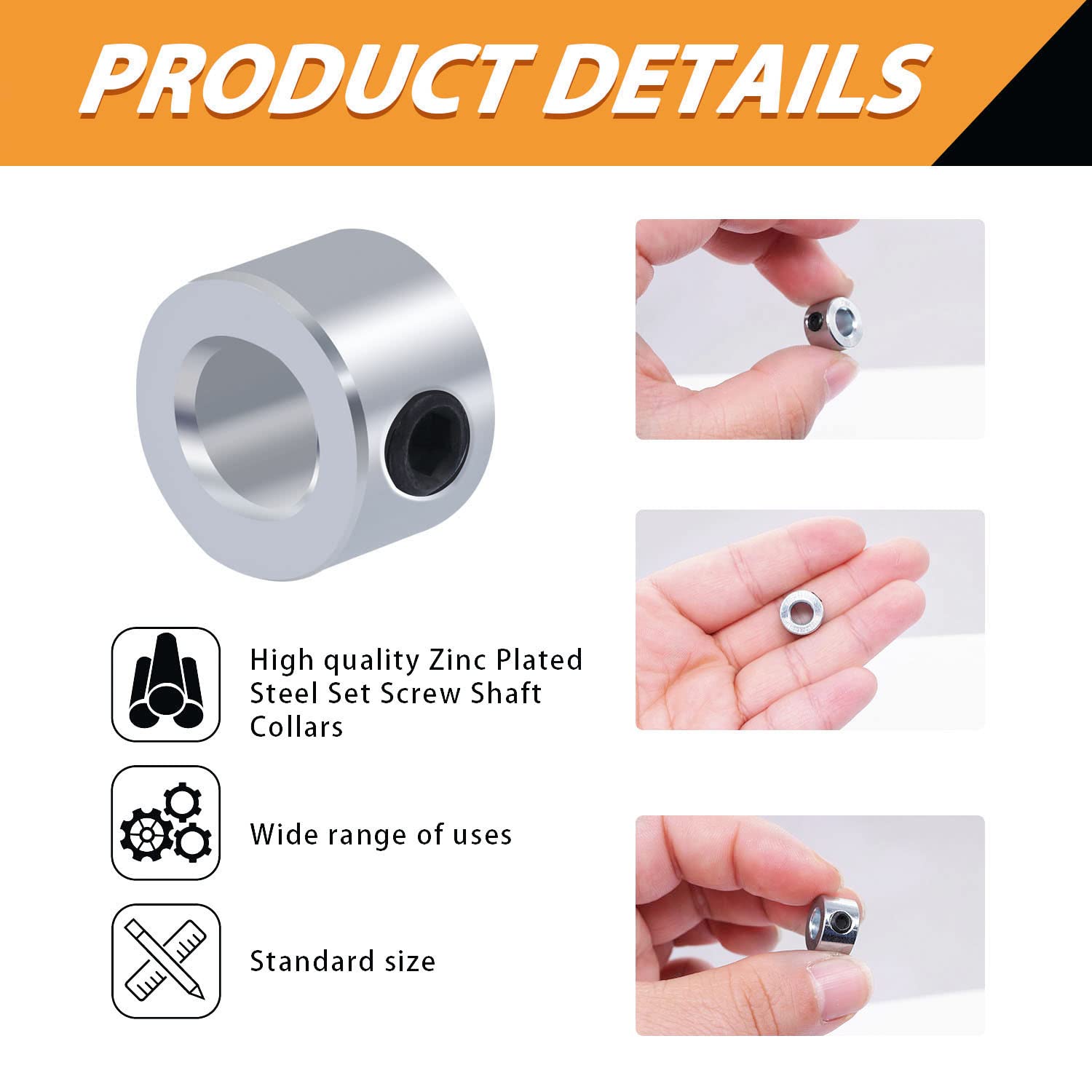 Snapklik.com : Mankk 4pcs 1/4" Bore Shaft Collars Zinc Plated Solid ...