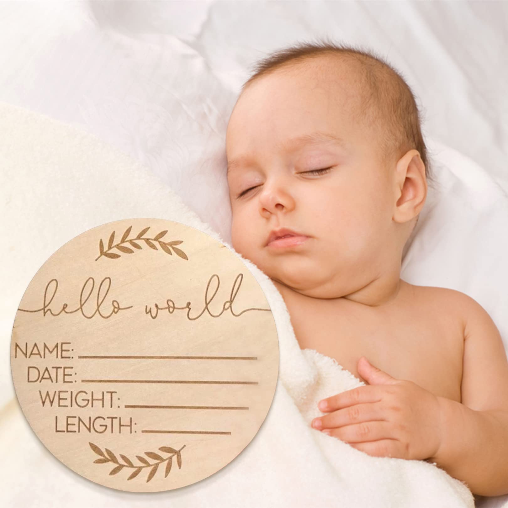 Buy Wooden Baby Announcement Sign, Birth Announcement Sign, Hello World ...