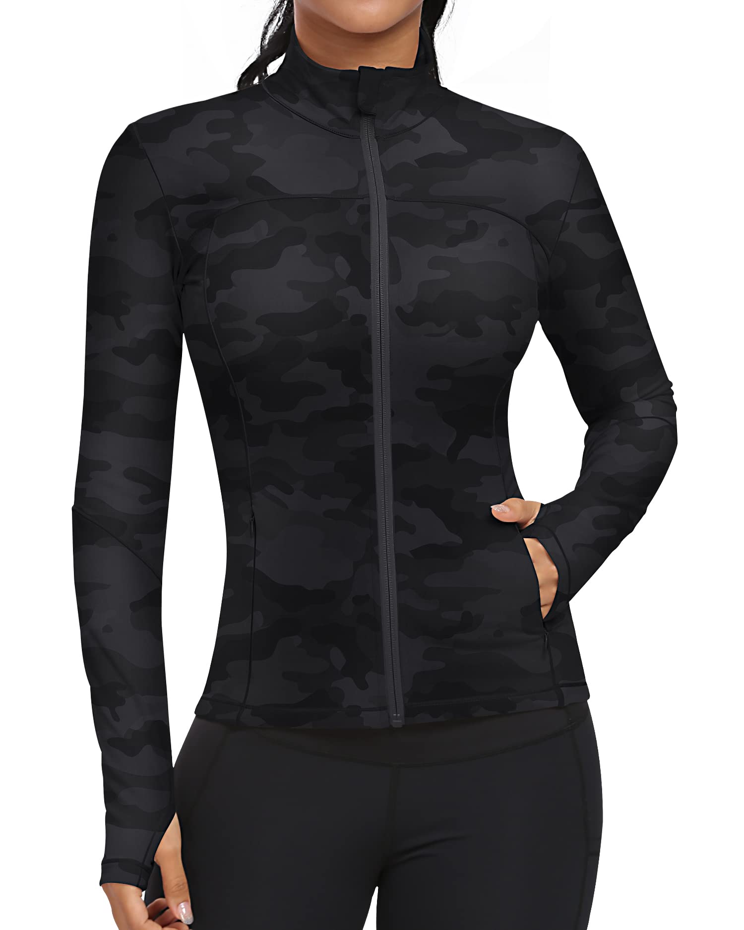 GYM RAINBOW Workout Jackets for Women, Full Zip Slim Fit Lightweight ...