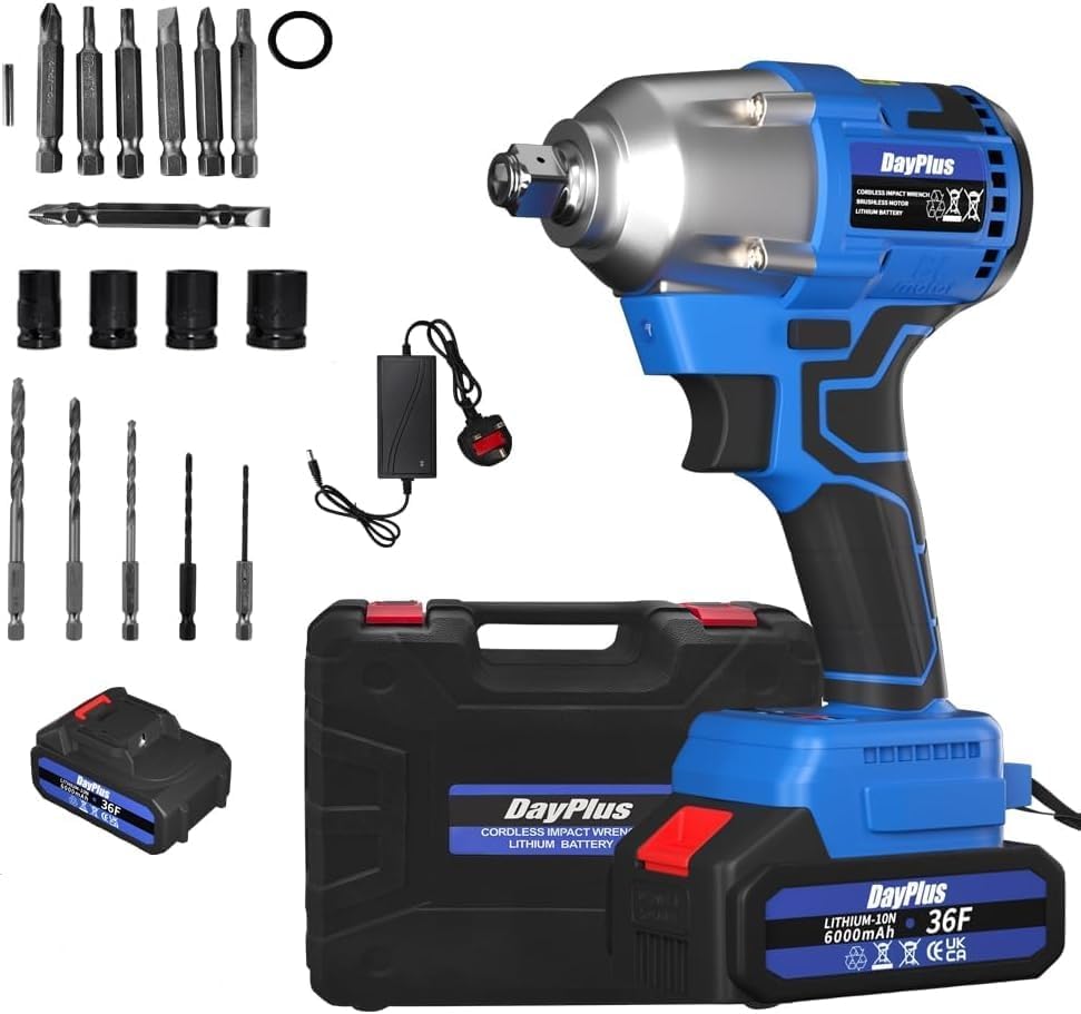 Cordless Impact Wrench, 900Ft-lbs (1200N.m) 1/2" Brushless Impact Gun ...
