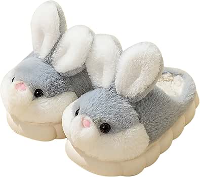 Amazon.com | Boys Girls Fuzzy Slippers Cute Bunny Ear Closed Toe Flat House Shoes Winter Warm ...