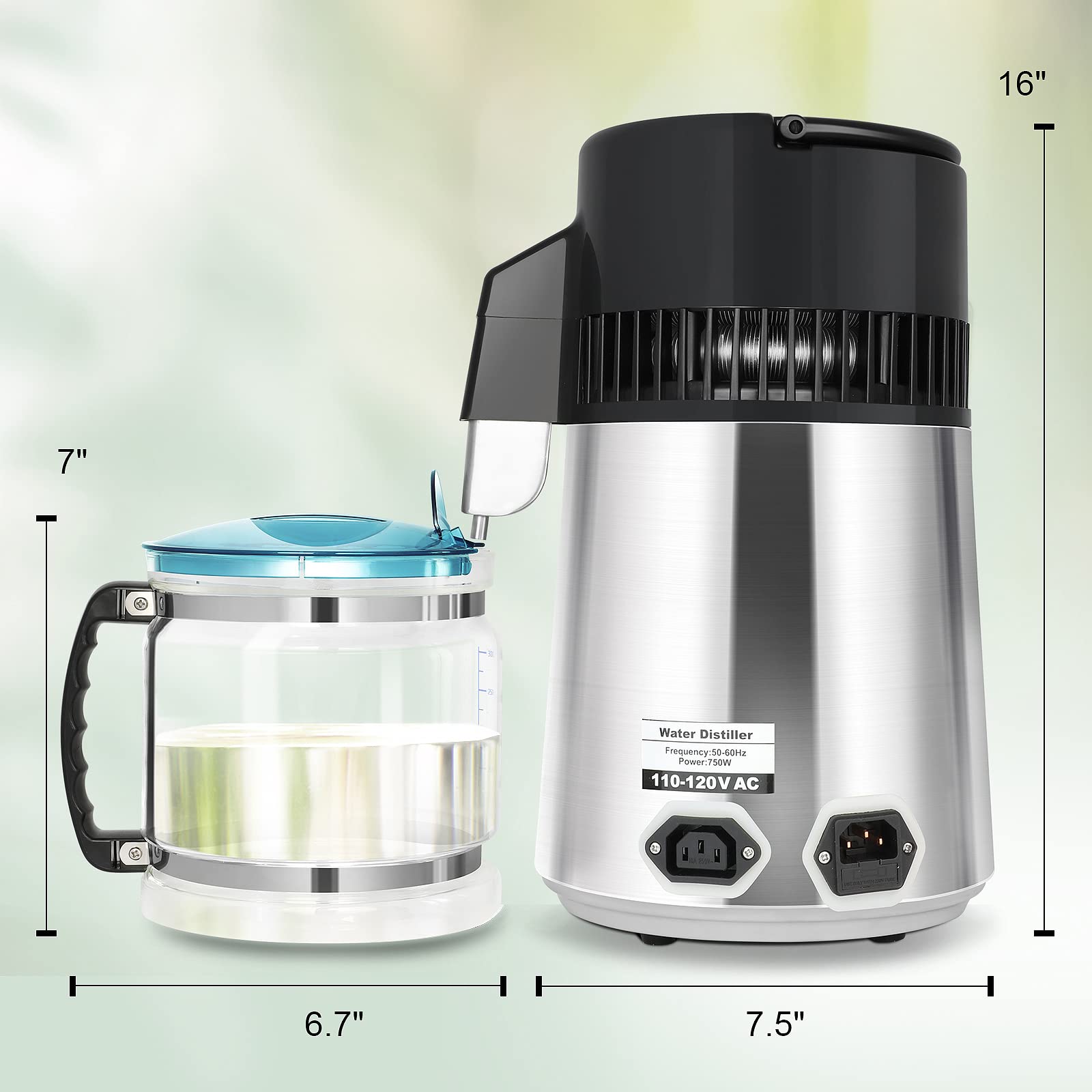 GPOAS 1 Gallon 304 Stainless Steel Water Distiller with LED Screen ...