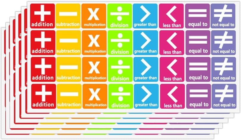 Amazon.com: Math Educational Classroom Stickers,1 Inch Math Symbols ...