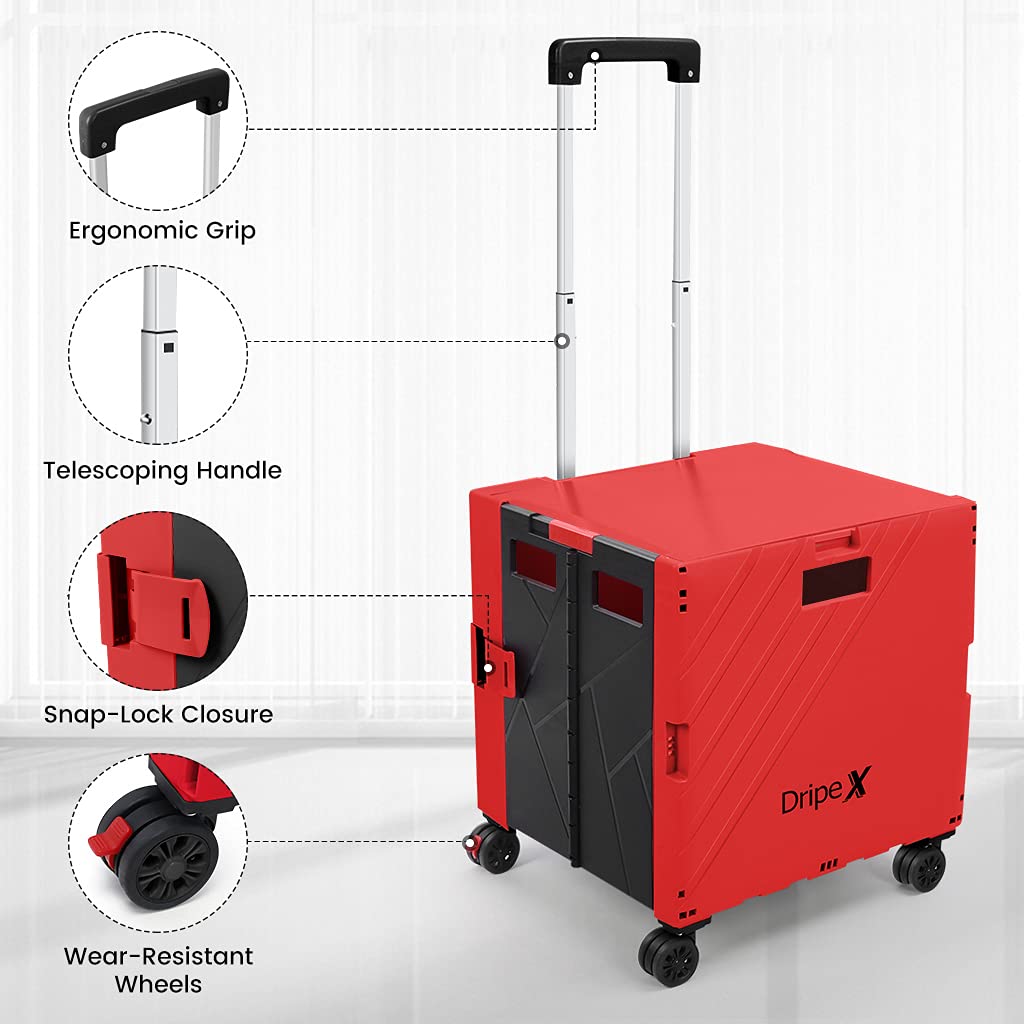 Dripex Folding Boot Cart Shopping Trolley Wheels, Collapsible Boot Cart ...