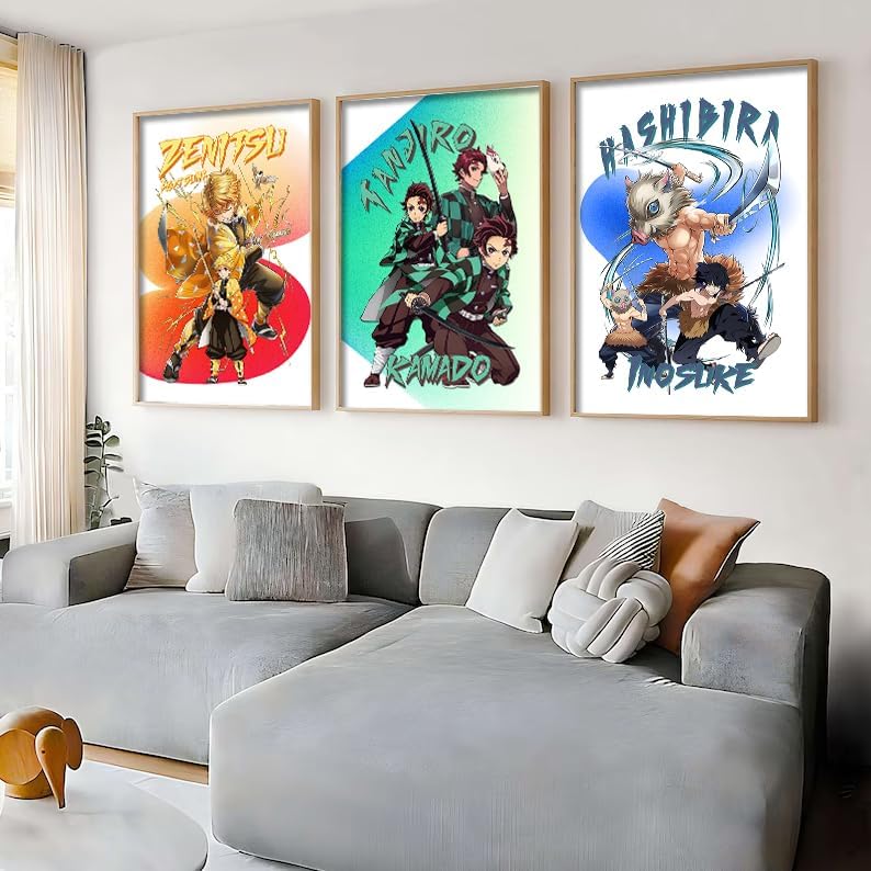 AZZARA Demon Slayer | Set of 3 Frame | Tanjiro | Inosuke | Zenitsu ...