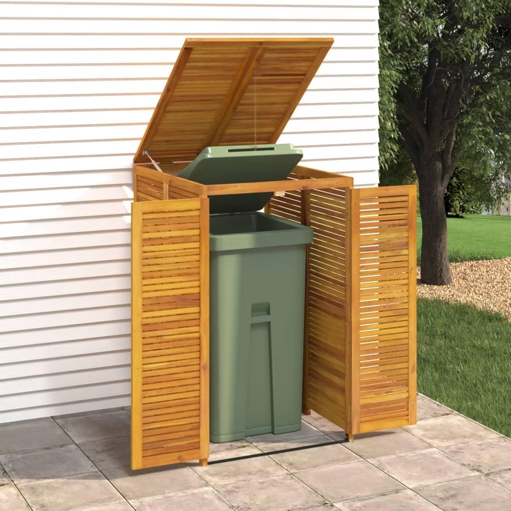 Amazon.com : Outdoor Wooden Trash Bin Storage Shed, Acacia Wood Garbage ...