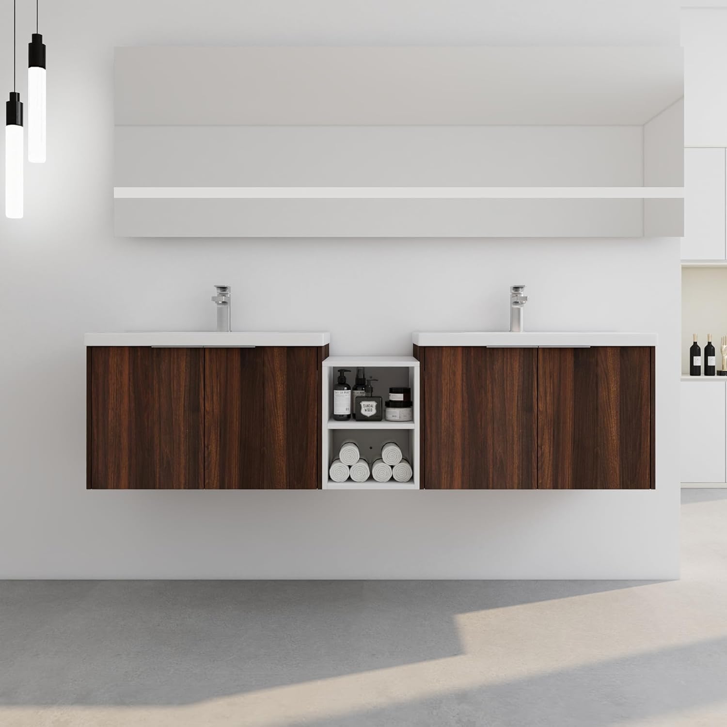 Amazon.com: 72" Floating Double Sink Bathroom Vanity Wall Mounted ...