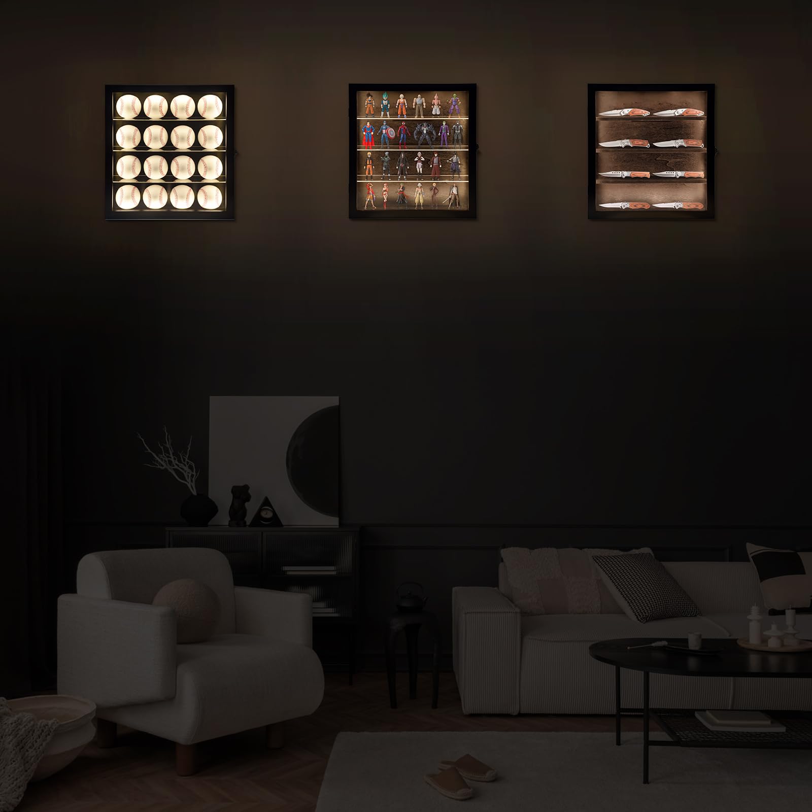 LuxRound Baseball Display Case with LED Light Up Clear Acrylic Baseball ...