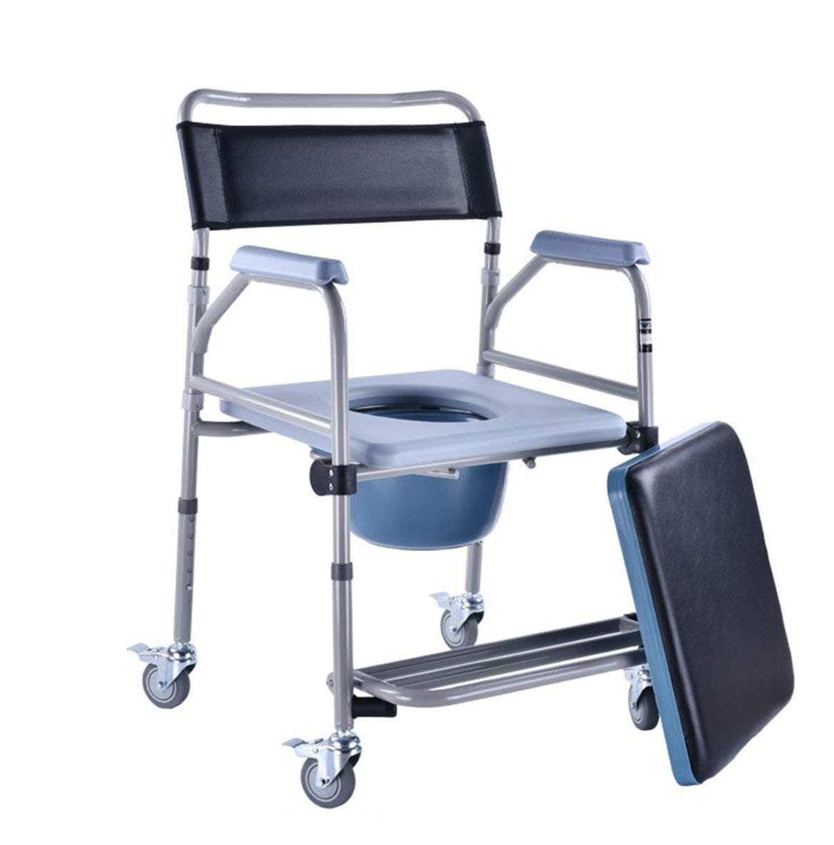 Buy Shower Bath Toilet Chair with Wheels Commode Chair and Padded ...