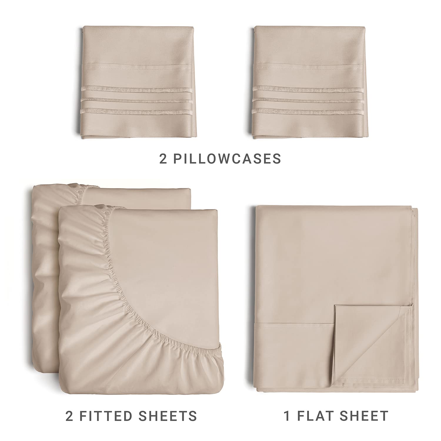 Split King Size 5 Piece Sheet Set - Comfy Breathable & Cooling Sheets ...
