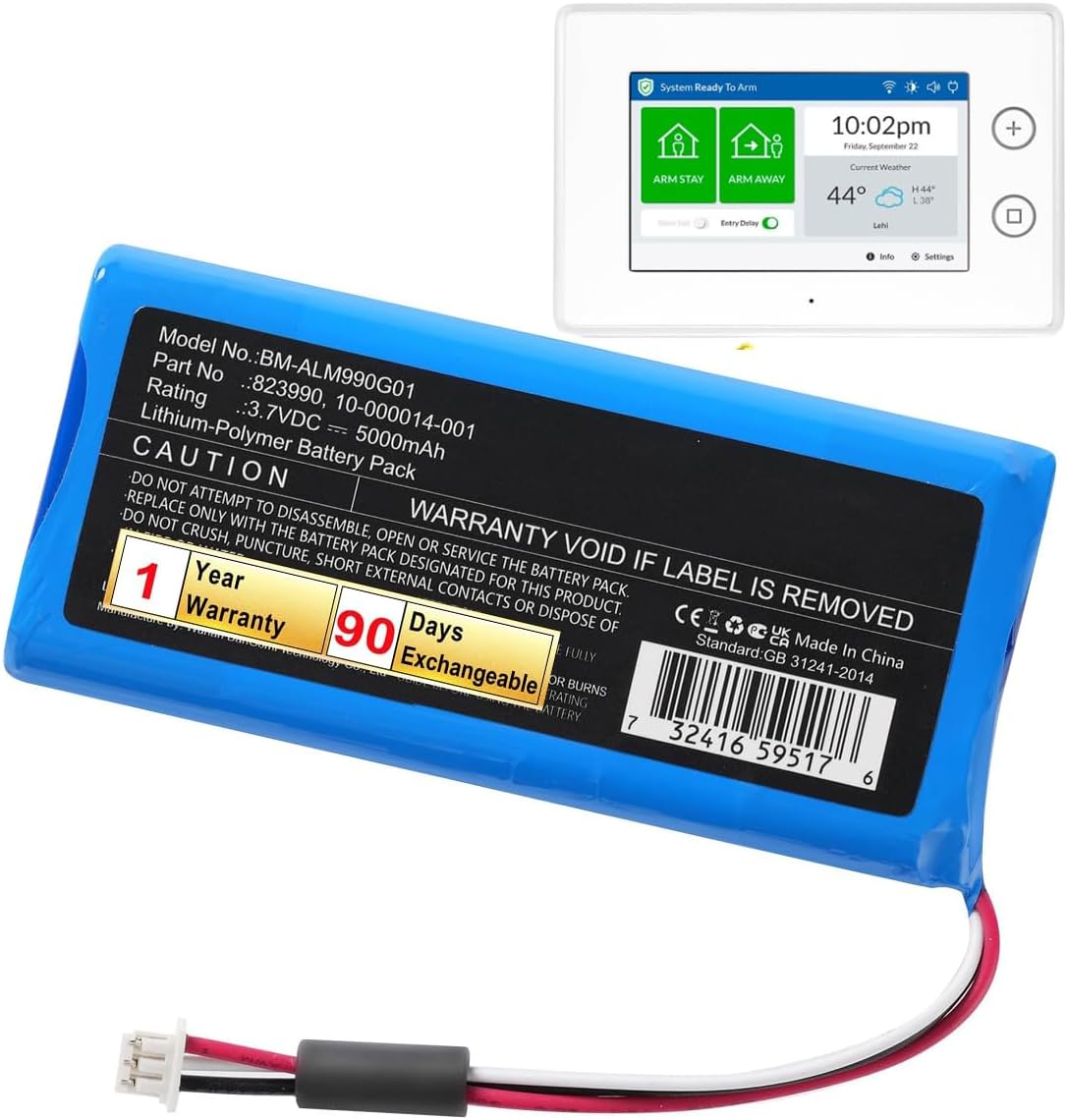 Amazon.com: Evrongx 5000mAh 823990 Battery Replacement for 2GIG SP1-GC3 ...