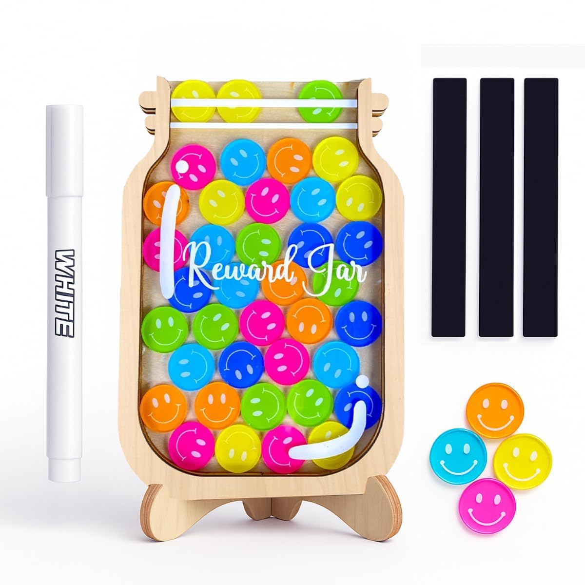 Snapklik.com : Magnetic Reward Jar, Personalized Smiley Tokens Reward ...