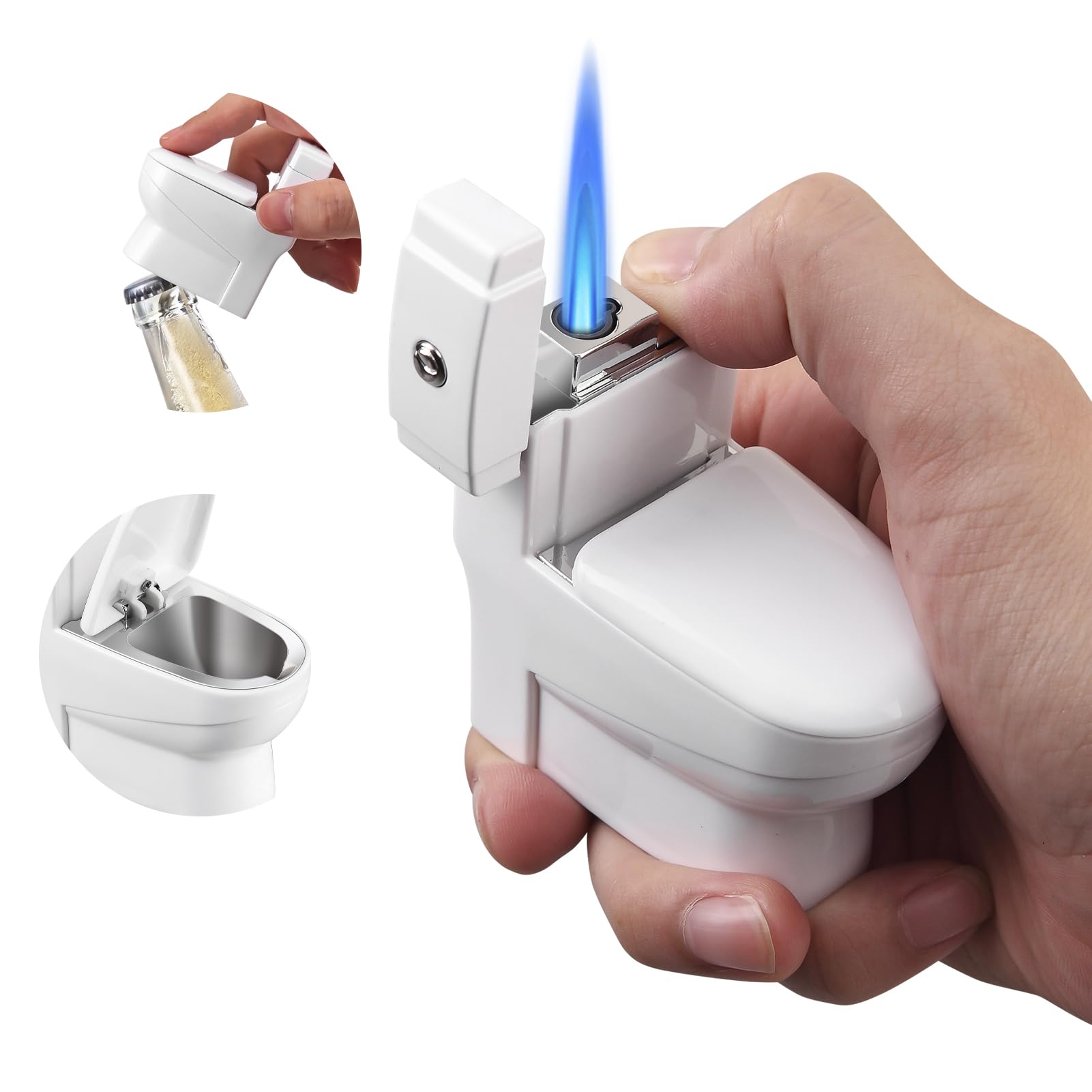 YUSUD Cool Torch Lighter Funny Toilet Shape, 3 in 1 Butane Lighter with ...
