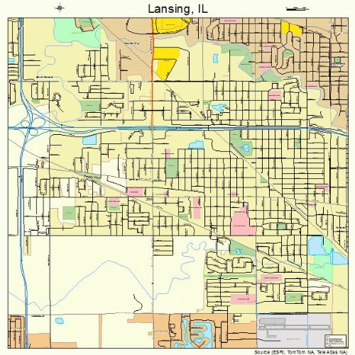 Amazon.com: Large Street & Road Map of Lansing, Illinois IL - Printed ...