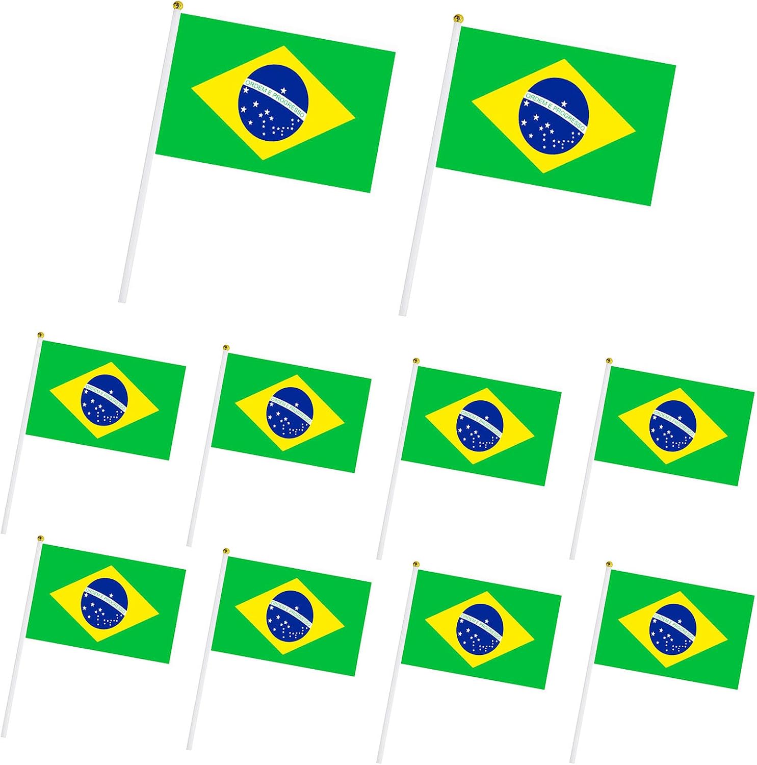 10pcs Mini Brazil Handheld Flags Stick Flags, Small Brazil Flags on ...