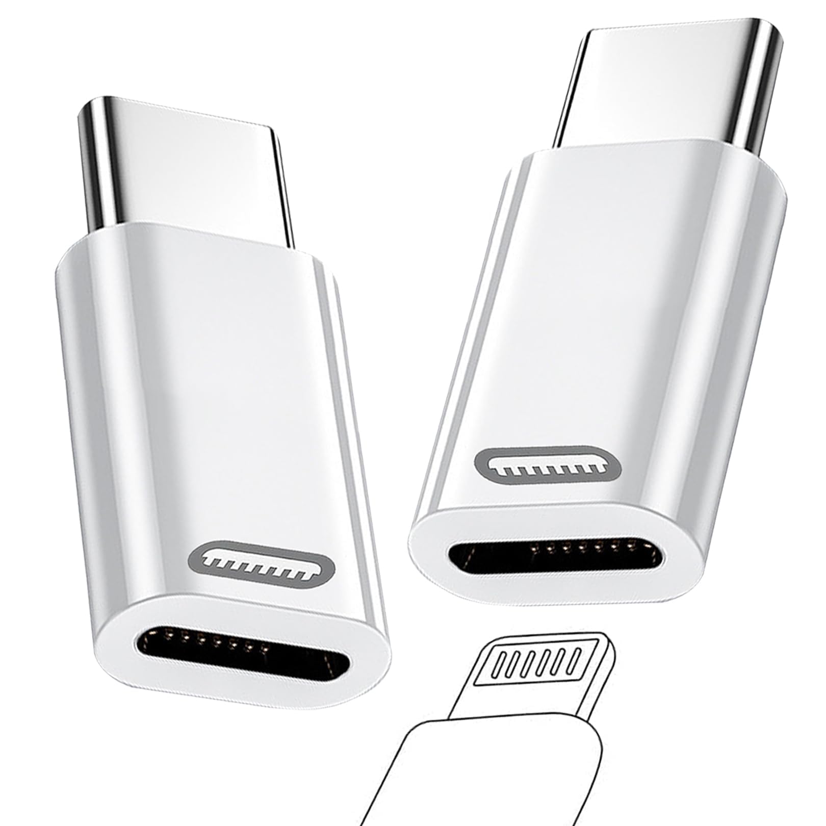 2 Pcs Lightning to USB-C Adapter with 35W Fast PD Charger & Data ...