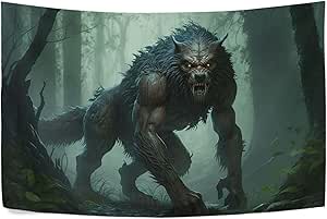 Amazon.com: WOIWB Werewolf Crouching Tapestry Aesthetic Tapestries Wall ...