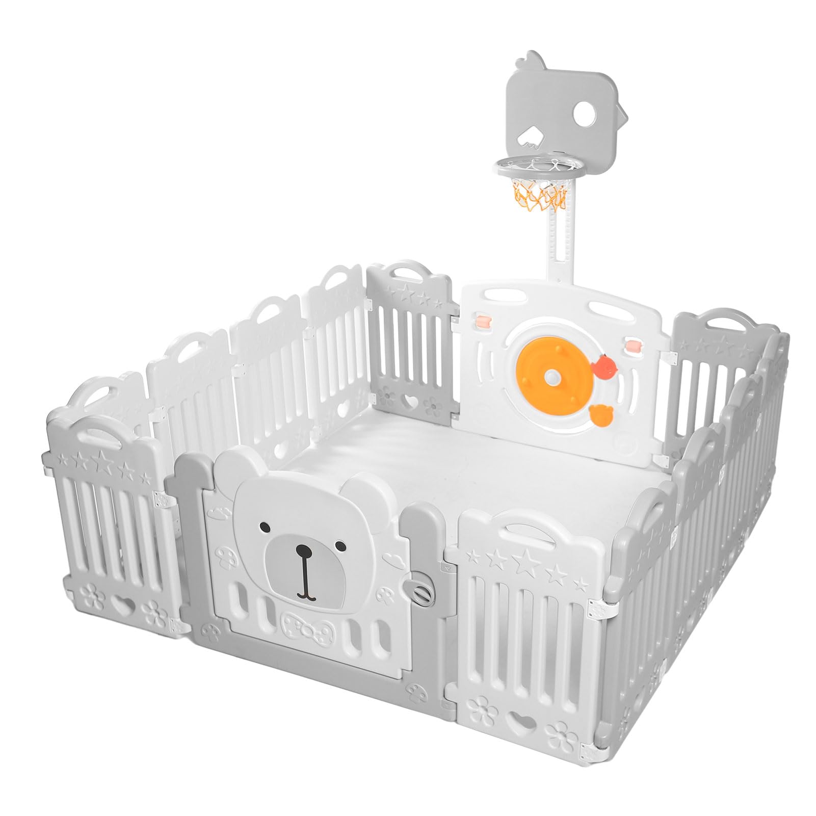 TDOO Baby Playpen, Baby Playpen Fence With Basketball Stand, Baby ...