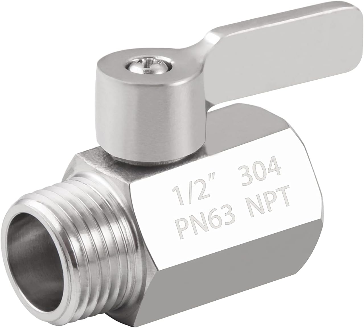 Amazon.com: Beduan 1/2" Mini Ball Valve, Stainless Steel Female x Male NPT Thread Shut-Off Valve ...